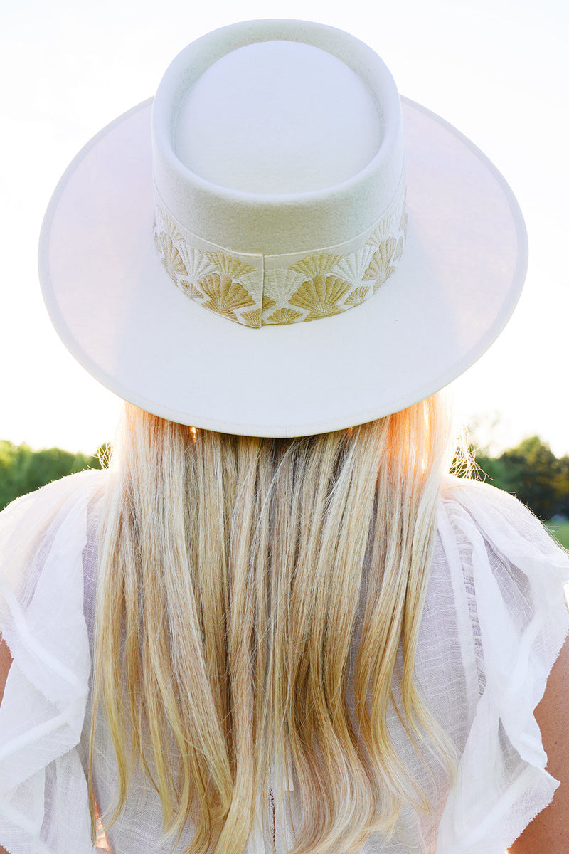White Boater Shell Hat | ShopSkaira – SKAIRA